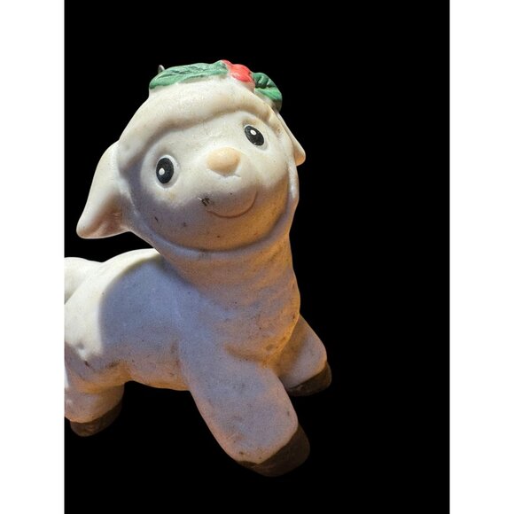 Holiday | Vintage Ceramic Lamb Ornament With Holly Accent Christmas ...